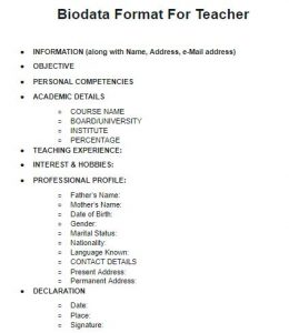 What is Biodata? | Biodata Format & Sample for Job, Marriage, Students ...